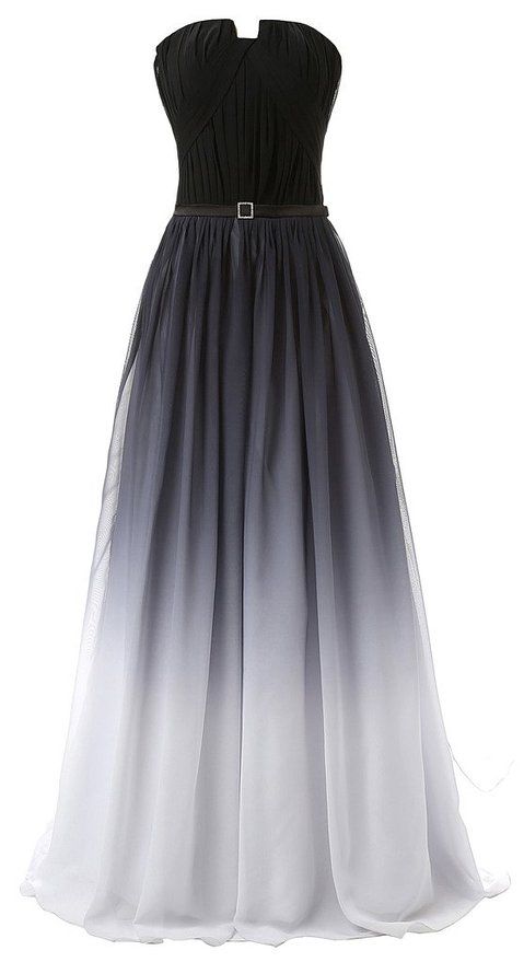 Hot Sales Navy Blue Ombre Prom Dress Gradient Chiffon Long Prom Dresses